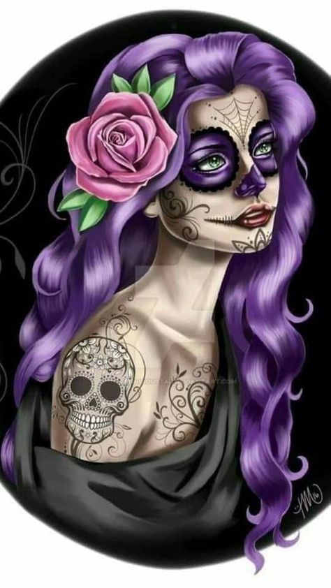 Pin By Trish Mingus On Purple Fantasy In 2020 Sugar Skull Girl Sugar Skull Art Sugar Skull