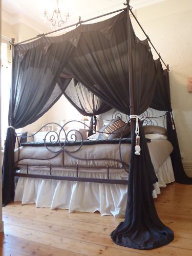 Fantastic Gothic Canopy Bed Curtains Hanging Grommet
