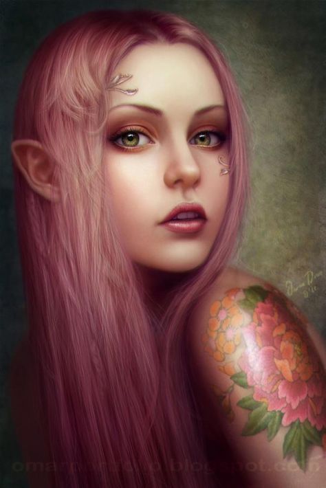 Pink Haired Female Elf Arte Duende Hadas De Fantasía Y Arte Fantasía