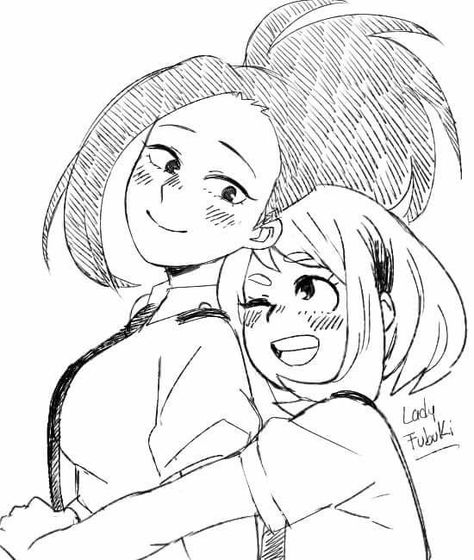 Momo Yaoyurutsu Uraraka Ochako Bnha My Hero Academia Manga Sketches Hero Girl