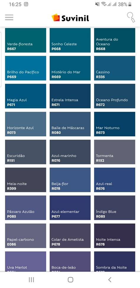 Paleta De Cores Azul Suvinil Paleta De Cores Azul Suvinil