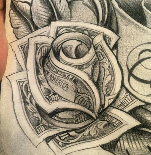 Stencil Money Rose Outline