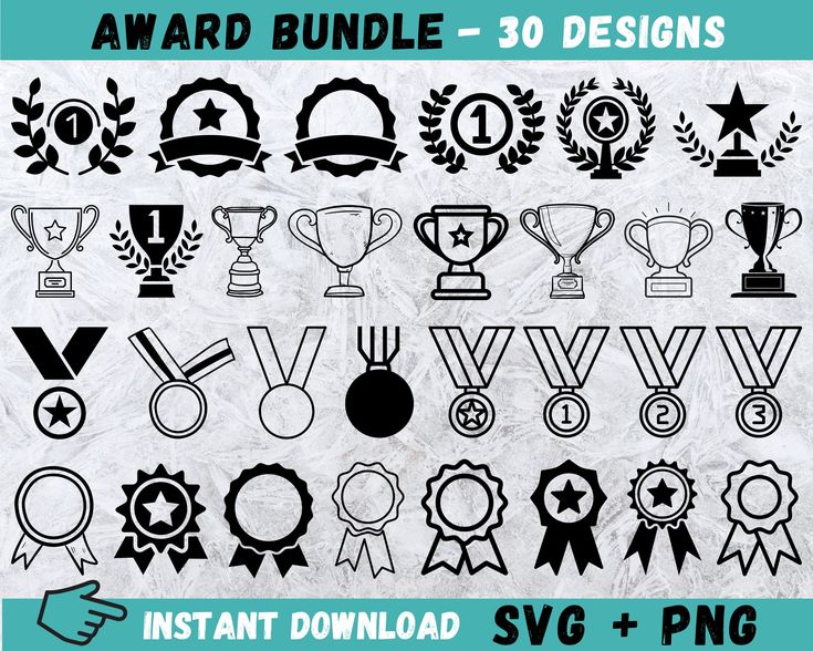 Award Svg Trophy Svg Award Ribbon Cricut Gold Medal Svg Trophies Vector Award Symbols