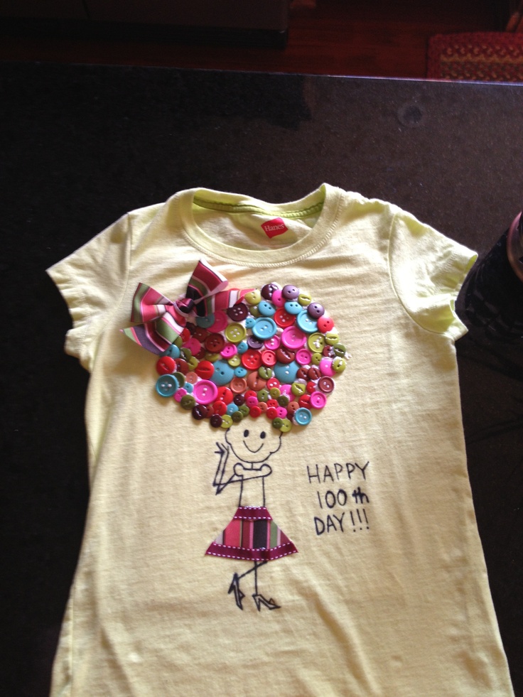 100th Day Of School Tshirt 100 Buttons Of Hair Shirts For Girls
