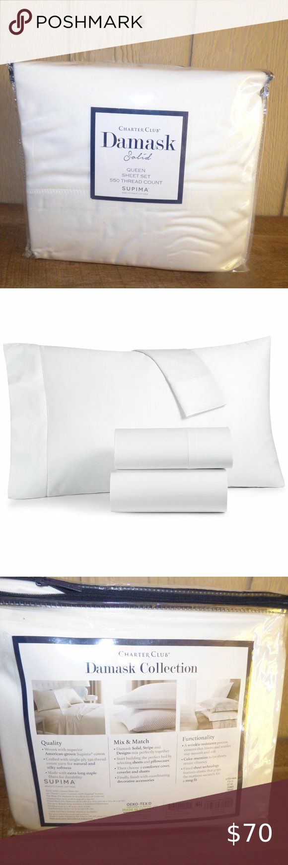 Charter Club Damask 550 TC Supima Cotton Sheet Set | Cotton sheet sets ... Charter Club Damask 550 TC Supima Cotton Sheet Set | Cotton sheet sets ...