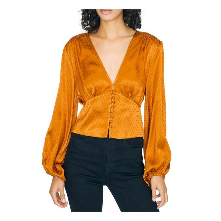 Sanctuary Womens Orange Printed Long Sleeve V Neck Peplum Top Size Xxl Long Sleeve Tops