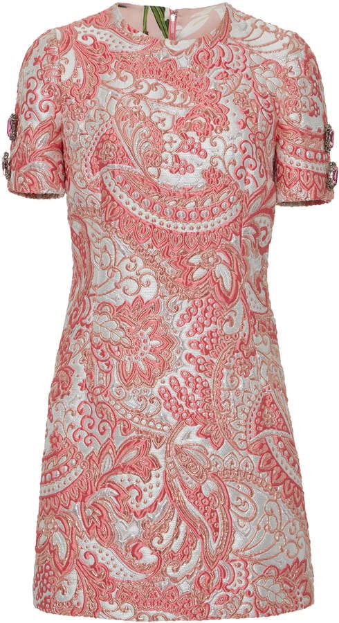 Dolce And Gabbana Embellished Floral Brocade Mini Dress Stylish Mini
