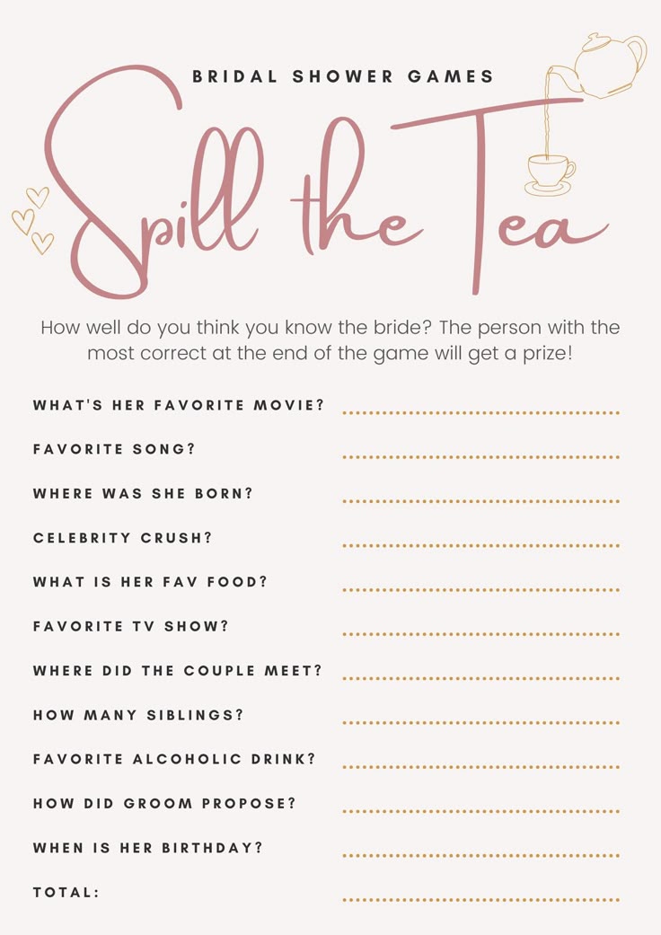 Spill the Tea How Well Do You Know the Bride Bridal Shower Game - Etsy ... Spill the Tea How Well Do You Know the Bride Bridal Shower Game - Etsy ...