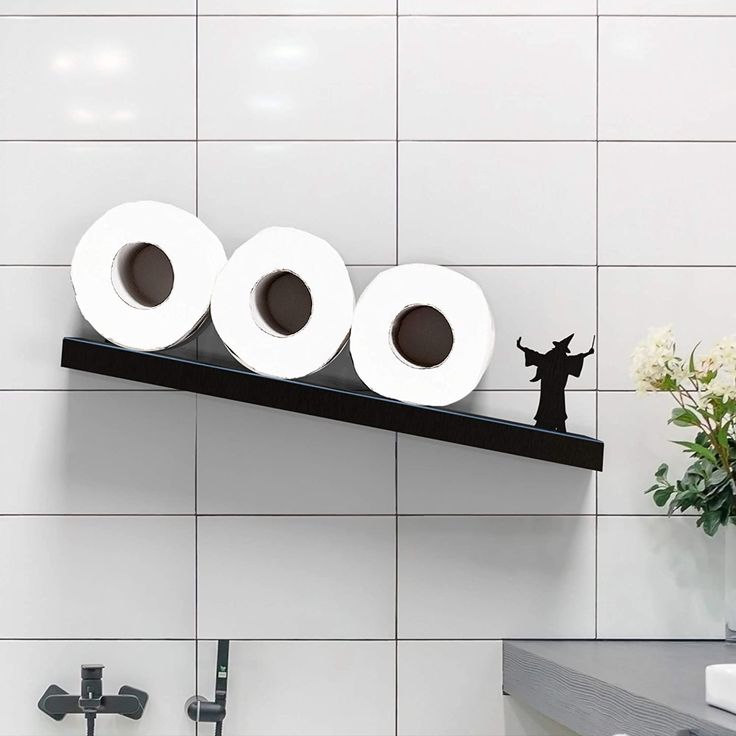 Floating Shelf Toilet Paper Holder Tilted Matte Black Toilet Paper