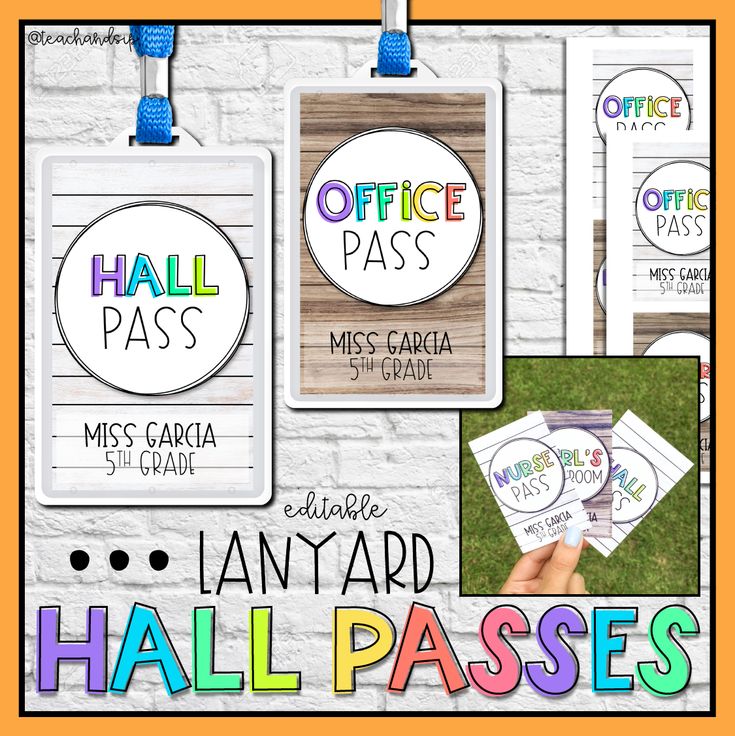 Editable Lanyard Hall Passes Hall Pass Classroom Management Teacher Life