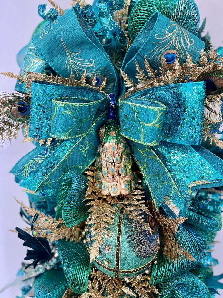 Peacock Swag Wreathpeacock Wreath For Front Doorturquoise Wreathpeacock Christmas Wreath