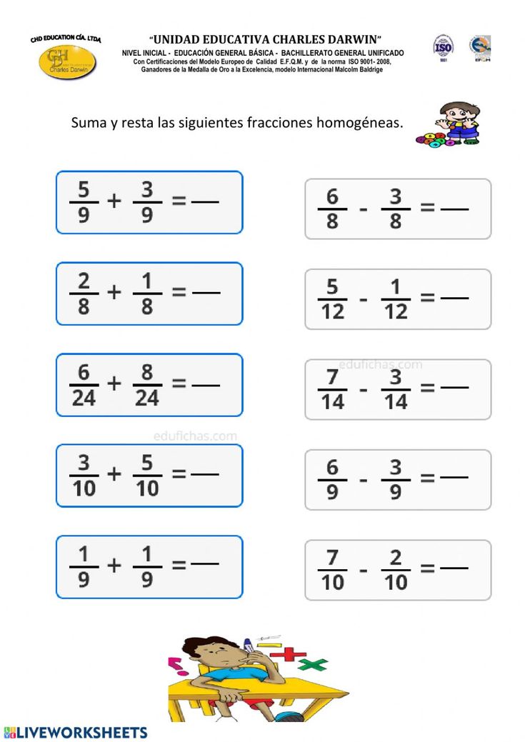 Fracciones Homogéneas Suma y Resta worksheet | Fracciones, Resta de ... Fracciones Homogéneas Suma y Resta worksheet | Fracciones, Resta de ...