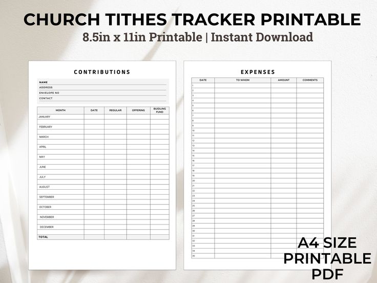 Church Tithe Tracker Giving Log Tithes And Offering Tracker