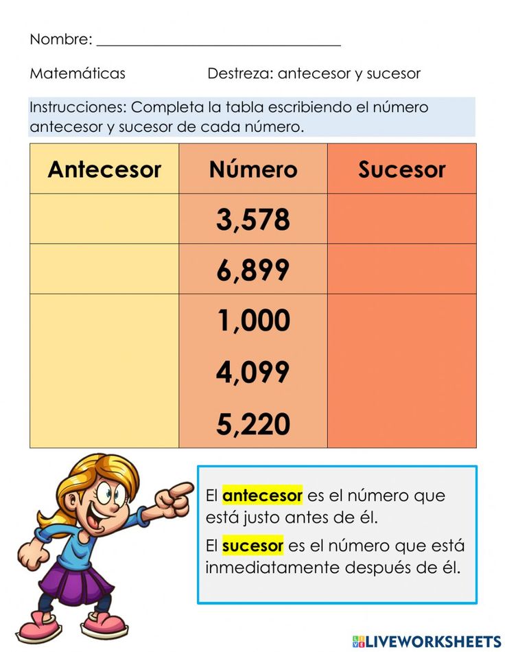 Antecesor y sucesor online activity for primaria | Resta de fracciones ... Antecesor y sucesor online activity for primaria | Resta de fracciones ...