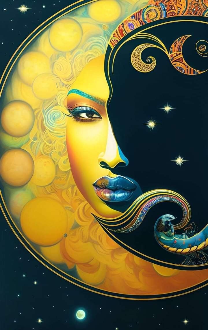 Art Deco Moon Art Illusion Drawing