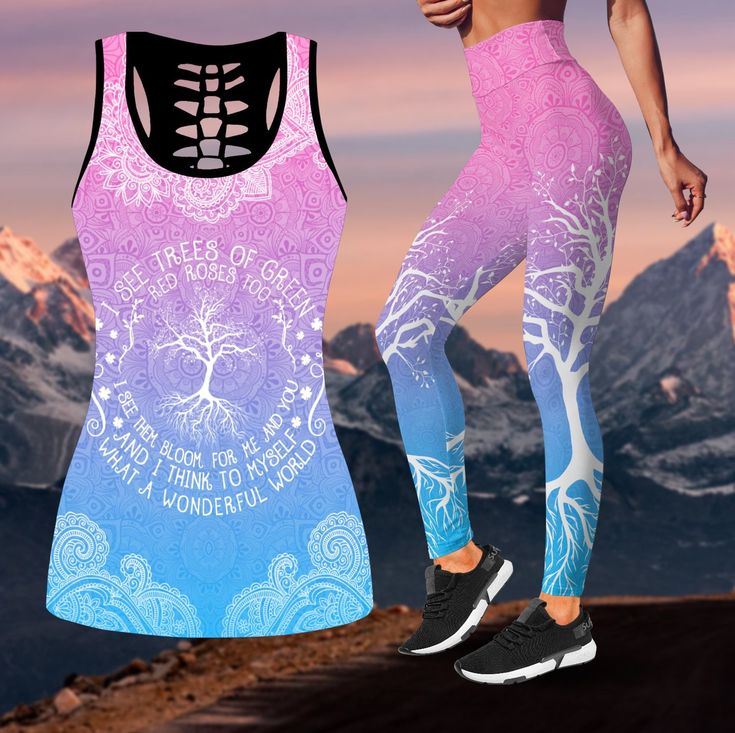 Chakra Yoga Combo Tank Legging Limited Pi020401 Tops For Leggings Leggings Tank Top Yoga