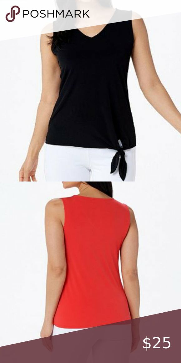 Susan Graver Liquid Knit Sleeveless Tie Front Top Front Tie Top Tops Sleeveless