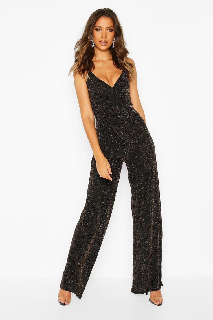 Tall Shimmer Wrap Wide Leg Jumpsuit Wide Leg Jumpsuit Jumpsuits For