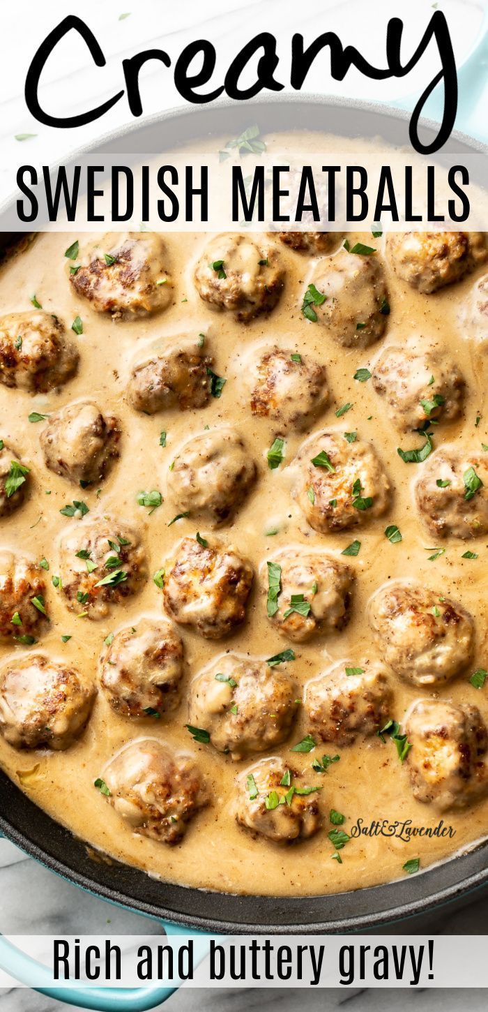 Swedish Meatballs With Gravy In A Skillet