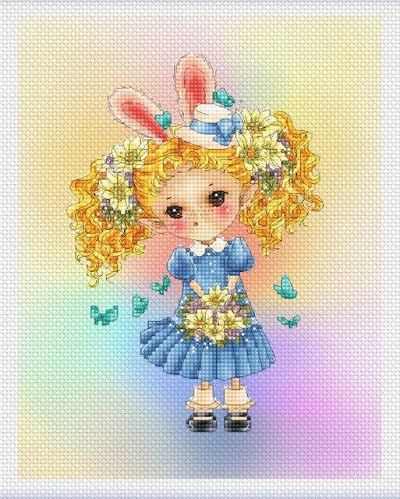 Easter Elf Sprite Mitzi Sato Wiuff Cross Stitch Chart Etsy Canada Cross Stitch Chart