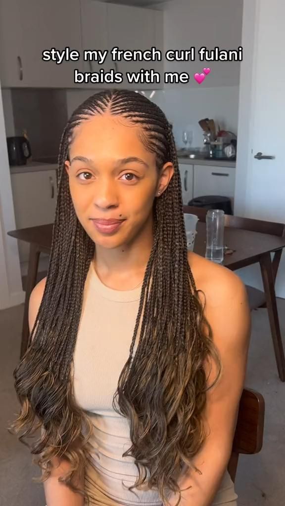 Style My French Curl Fulani Braid With Meπππ Video Goddess Braids Hairstyles Natural Hair