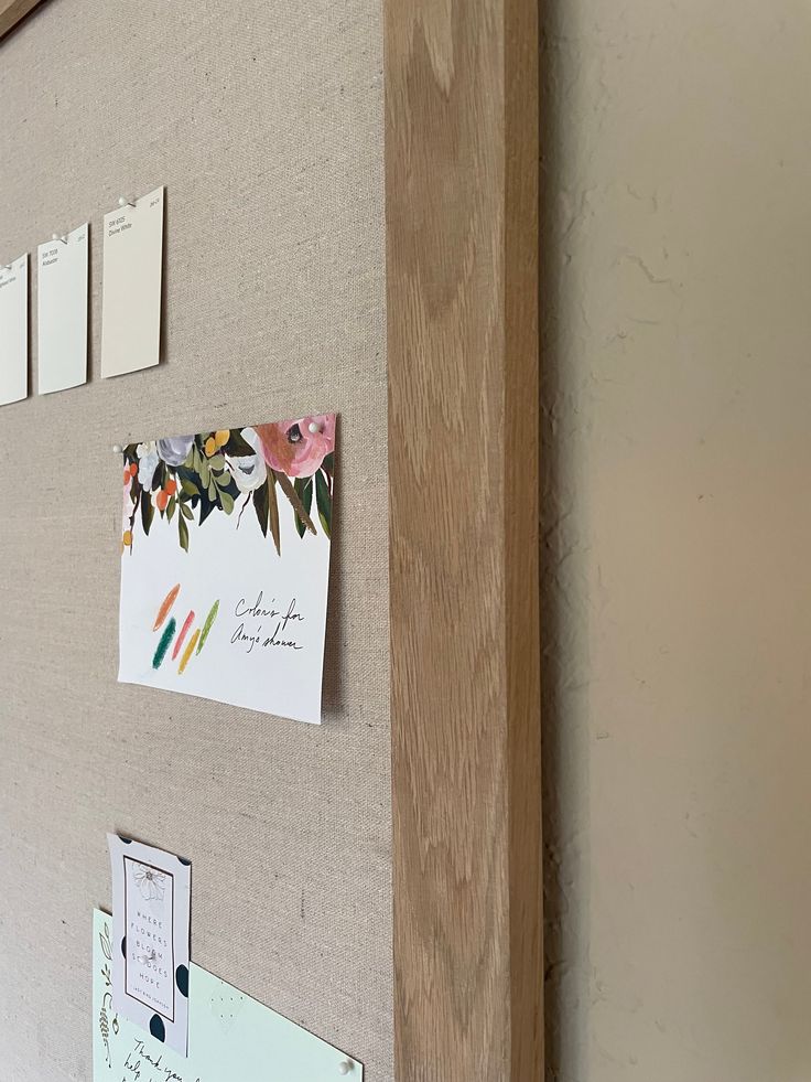 Modern Memo Board With Cotton Linen In A White Oak Frame Linen Push