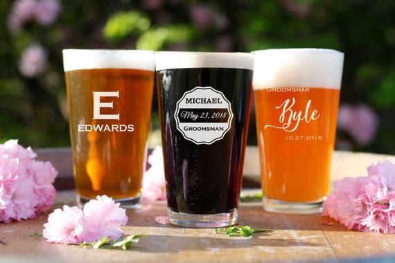 Custom Pint Glass Set Of 6 Personalized Beer Glass Groomsmen T