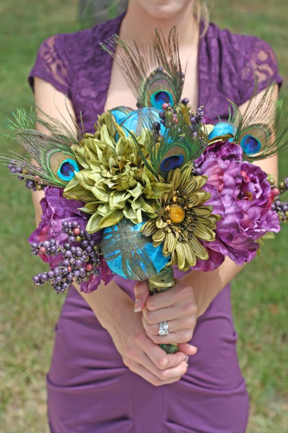 Made To Order Peacock Wedding Bouquet By Southerngirlweddings Purple Wedding Bouquets Peacock