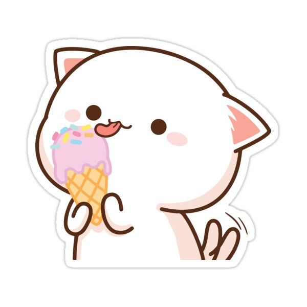 Peach And Goma Mochi Cat Ice Cream Sticker By Misoshop Kawaii Cat Drawing Cute Cartoon