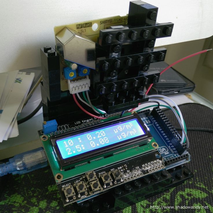 Put Together A Dust Sensor Using Arduino Mega 2560 Shinyei Ppd42ns Dust Sensor And Lcd Shield