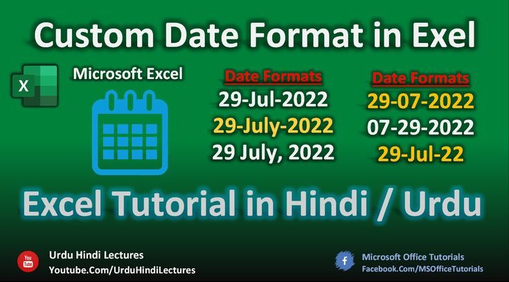 Custom Date Formats In Excel Hindi Urdu Tutorial