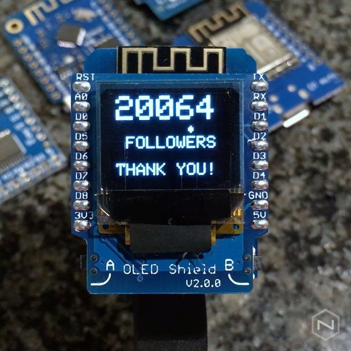 Thank you, all 20,064 of you! This Wi-Fi #ESP8266 fetches my Instagram ... Thank you, all 20,064 of you! This Wi-Fi #ESP8266 fetches my Instagram ...