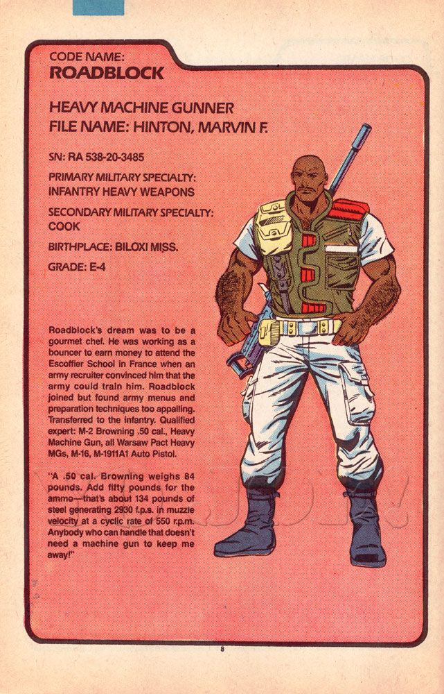 Roadblock V2 Gi Joe Action Figure Yojoe Archive Gi Joe Characters Gi Joe Cobra Joes