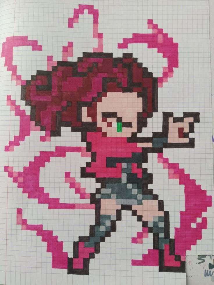 Scarlet Witch Jeux Pixel Art Dessin Pixel Dessin Quadrillé