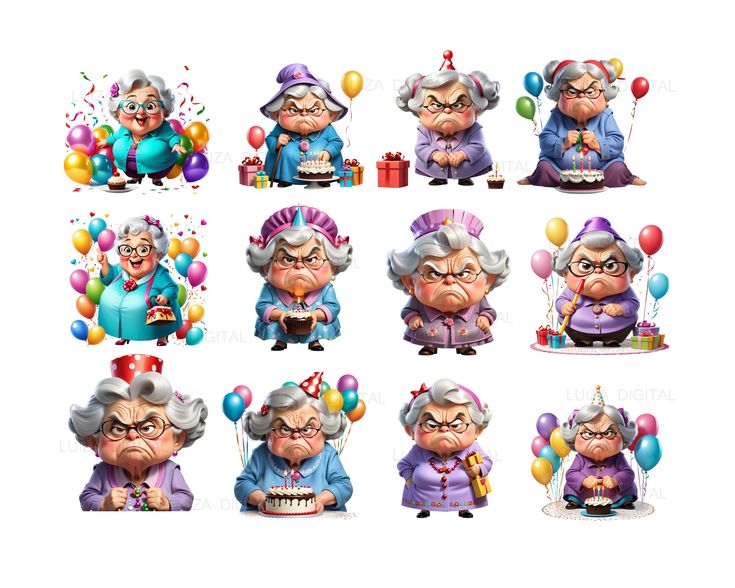 Birthday Old Lady Clipart Png Grumpy Grandmother Happy Woman Clipart Cartoon Angry Grandma