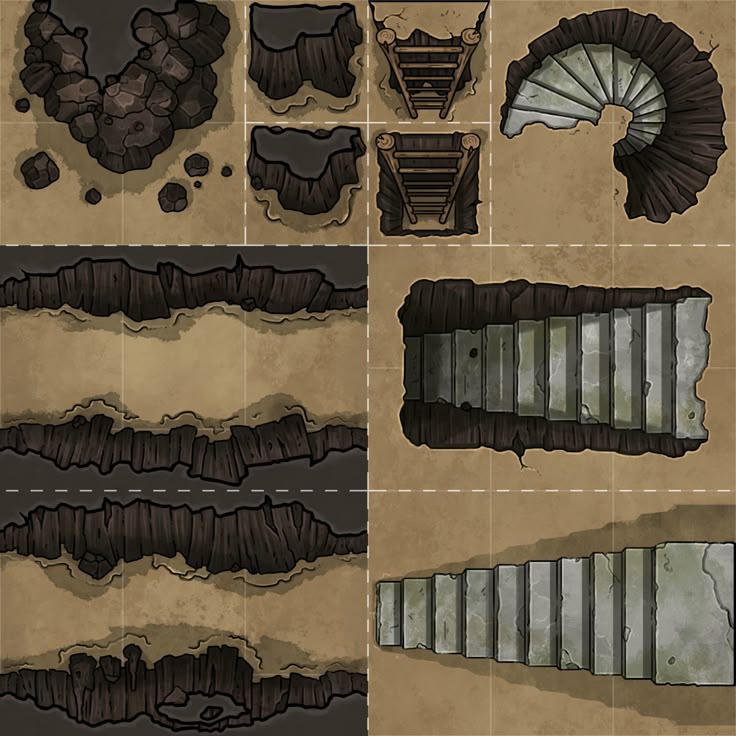 Cave Tiles Tunnel Blockers And Stairs For Tabletop Rpg Maps