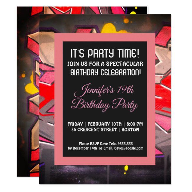 Graffiti Red Letters Birthday Invitation | Zazzle | Teen birthday ... Graffiti Red Letters Birthday Invitation | Zazzle | Teen birthday ...
