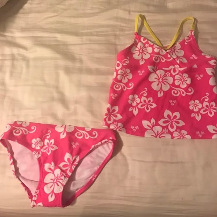 Pink Tropical Girls Tankini In 2024 Cute Swimsuits Girls Tankini Pink Tankini