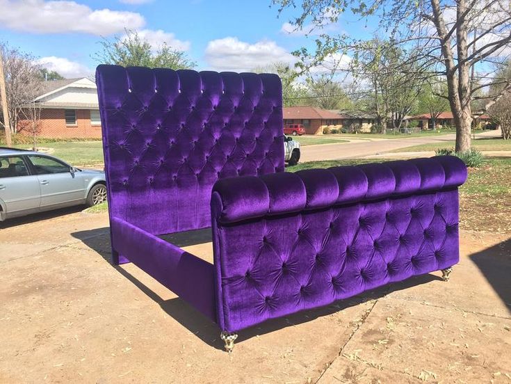Diamond Tufted Sleigh Bed Velvet Extra Tall Headboard King Etsy