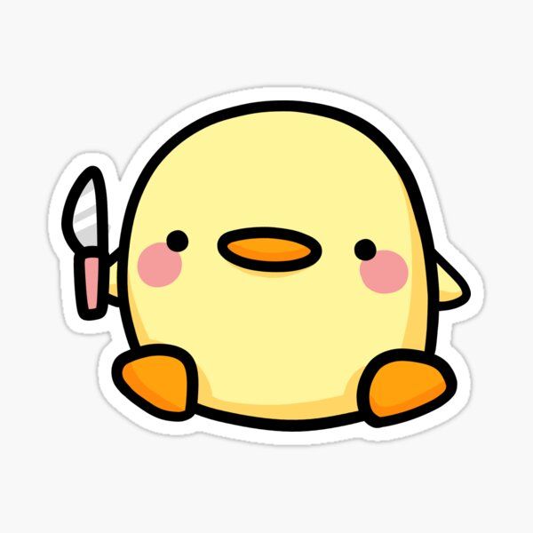 Duck With A Knife Sticker For Sale By Nikamii Cute Chickens Chicken Drawing Sticker Design