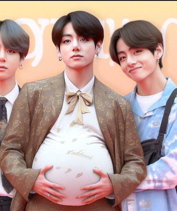 Pregnant Jungkook With Husband Kim Taehyung Anime Pregnant Cute Gay Couples Vkook Fanart