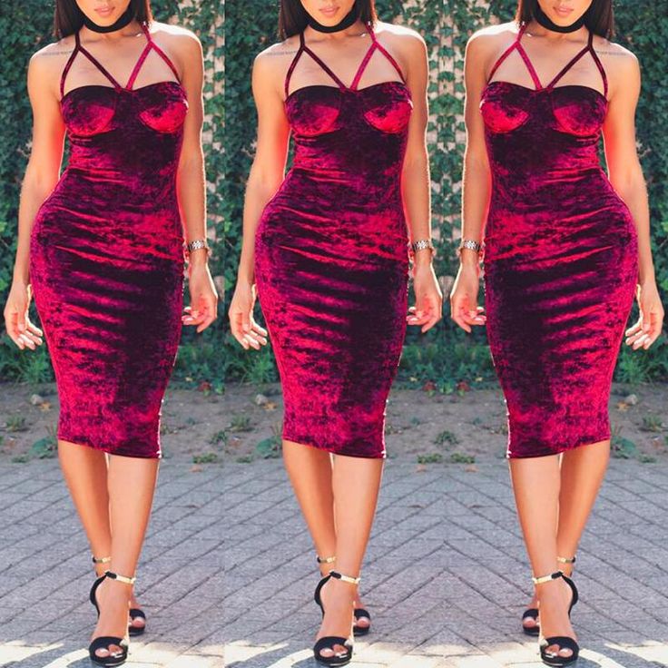 Sexy Spaghetti Strap Wrapped Chest Bodycon Dress Hot Outfits Spaghetti Strap Bodycon Dress