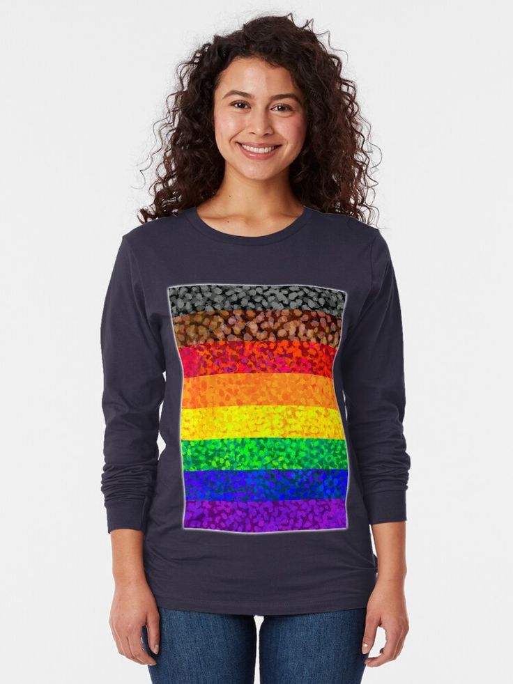 Philly Rainbow Pride Flag Seurat Inspired Long Sleeve T Shirt For