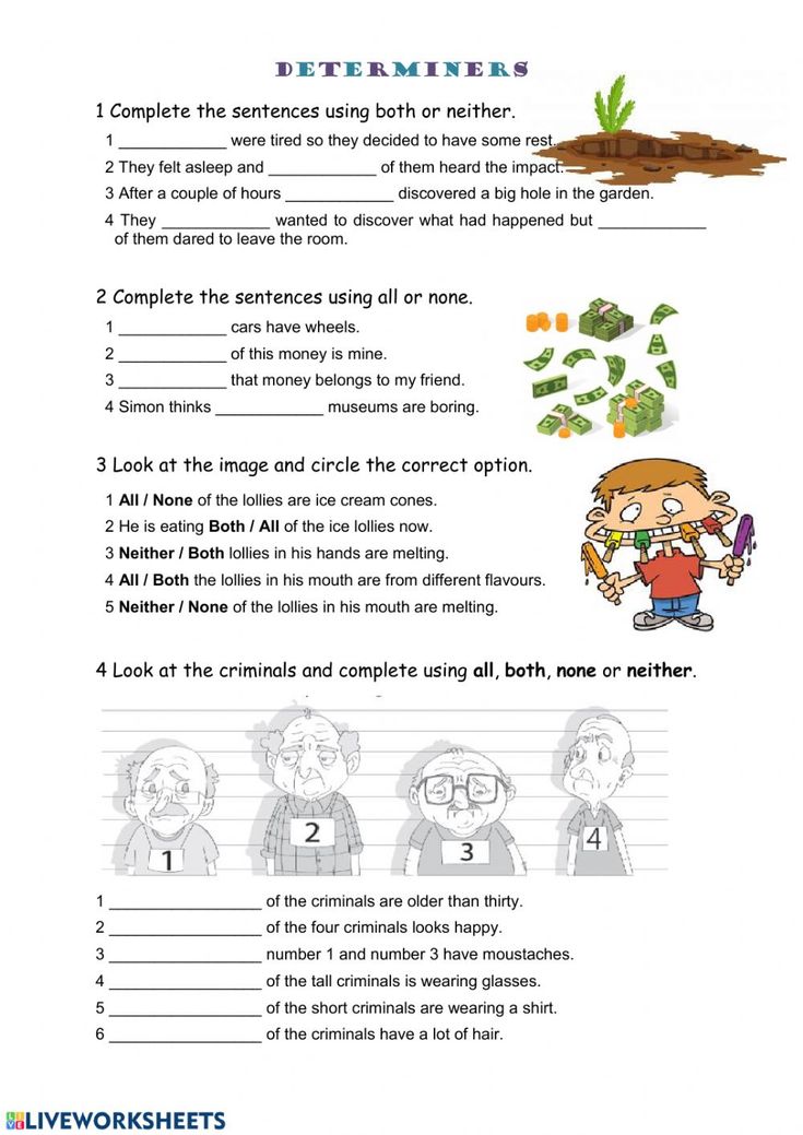 Determiners Both All Neither None Worksheet