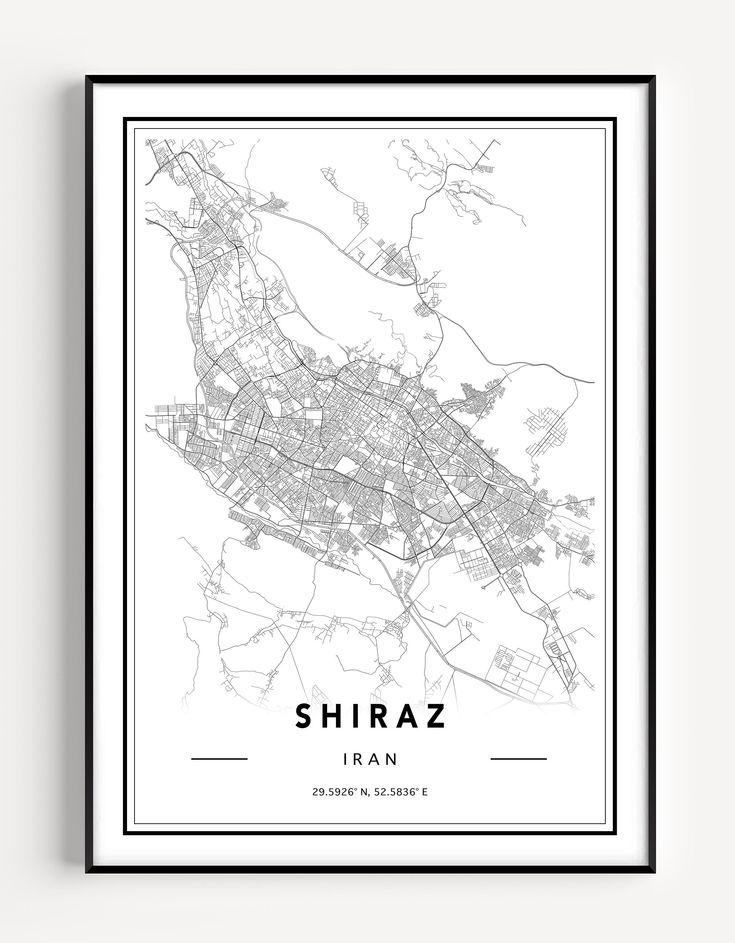 Shiraz Turkey Map Print Shiraz Map Poster Shiraz Map Wall Art Map Of Shiraz Shiraz City Map