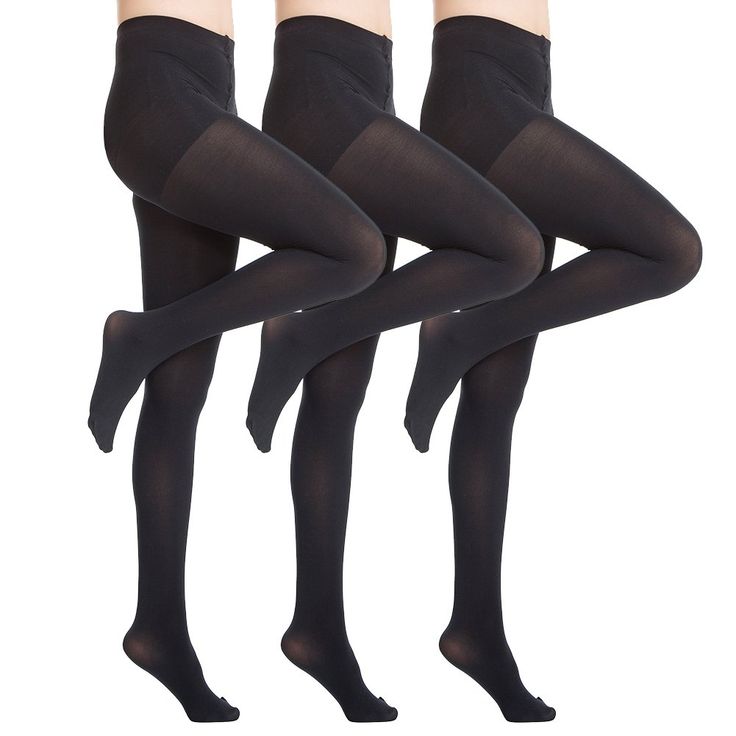 Manzi Womens 2 6 Pairs Opaque Control Top Tights Comfort Stretch 70 Denier Pantyhose Black