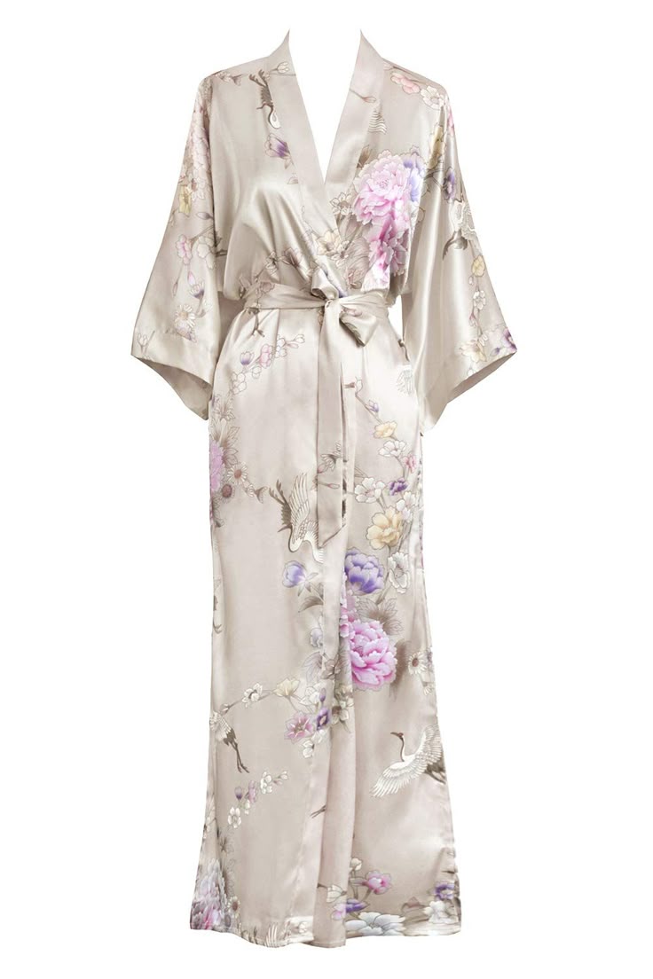 Floral Satin Kimono Robe Elegant And Comfortable