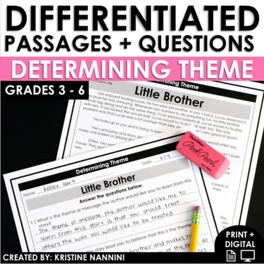 Determining Theme Differentiated Reading Comprehension Passages Theme ... Determining Theme Differentiated Reading Comprehension Passages Theme ...