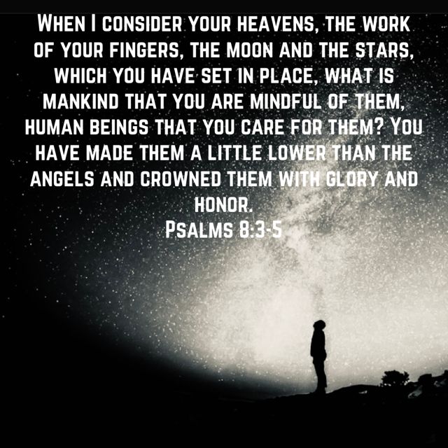 Psalms 8:3-5 When I consider your heavens, the work of your fingers ... Psalms 8:3-5 When I consider your heavens, the work of your fingers ...