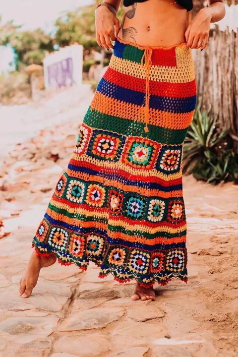 Saia Aila Branca Crochê In 2024 Crochet Skirt Crochet Dress Crochet